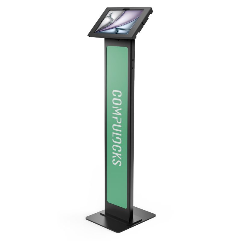 Tablet Floor Stand with Brandable Panel and Multi-Port Hub - PlusHub